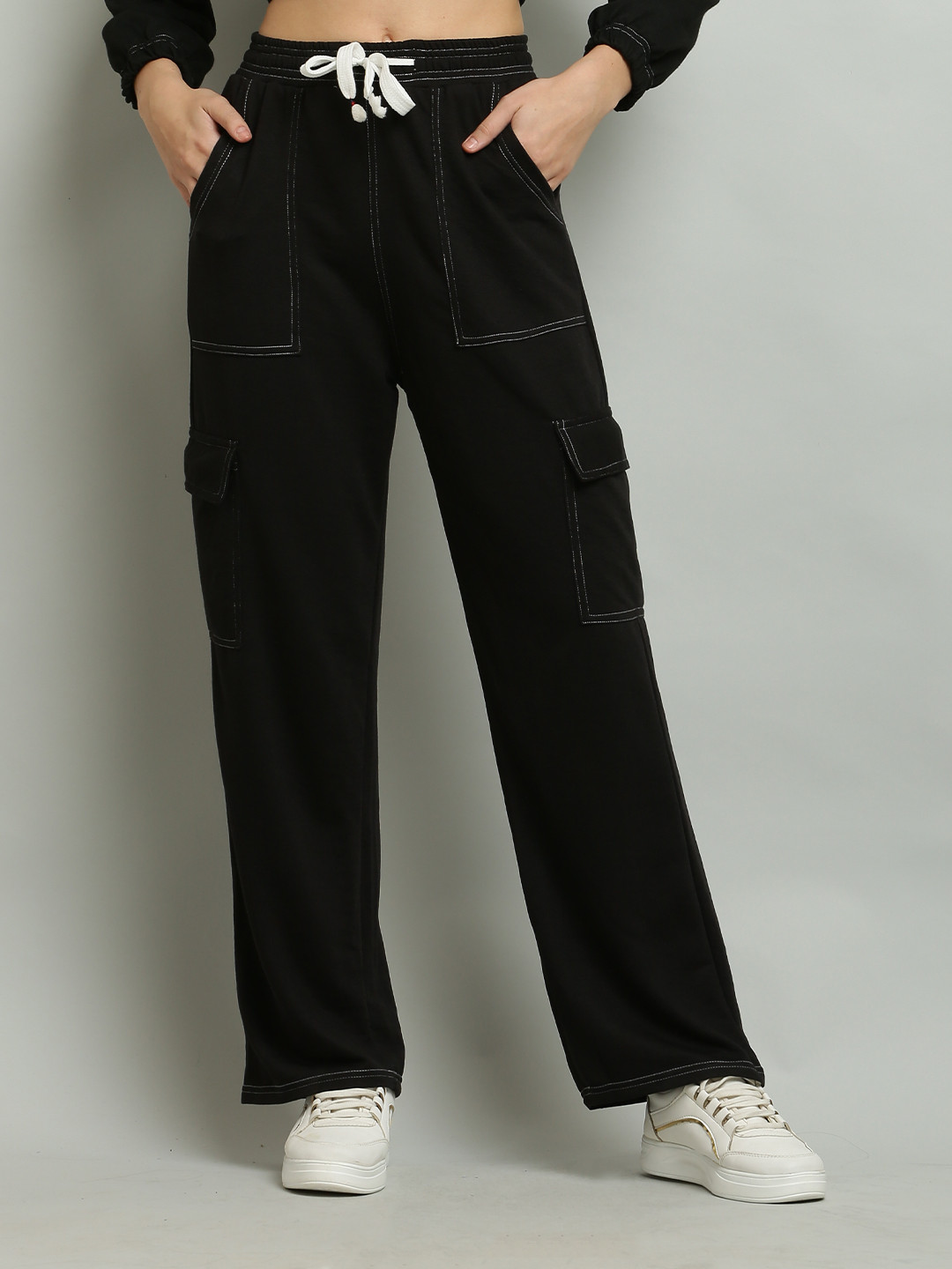 Buy BAESD Women High Rise Cargos Cotton Relaxed Fit Trousers - Trousers ...