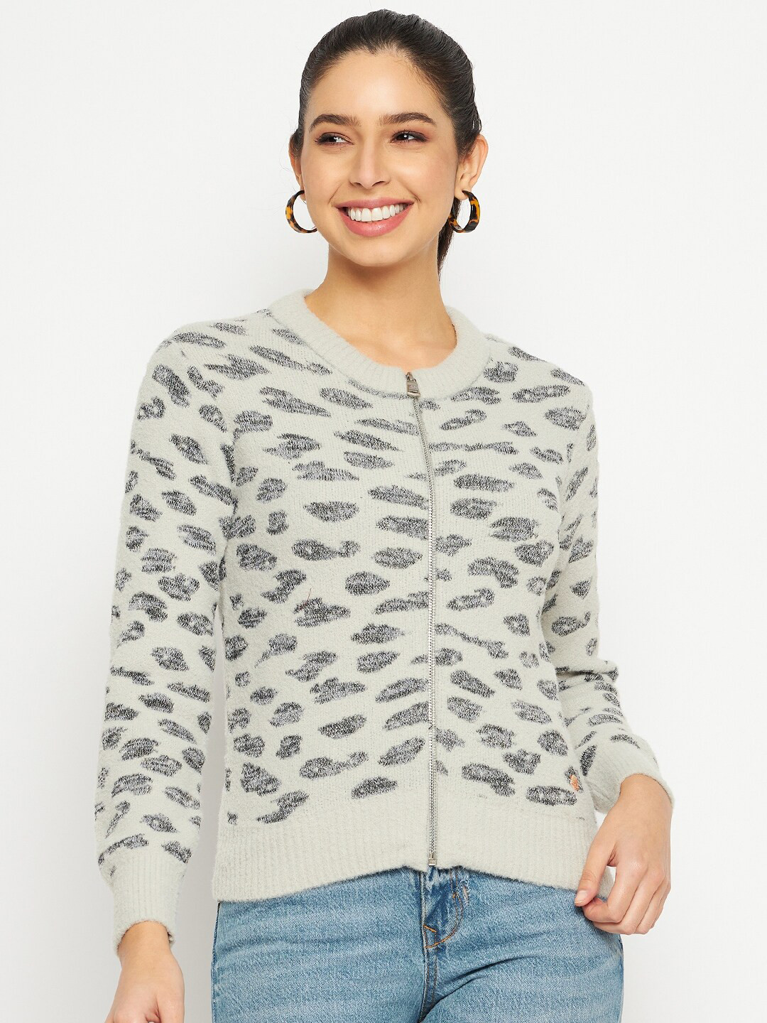 Buy Duke Self Design Quirky Round Neck Cardigan Sweater - Sweaters for ...