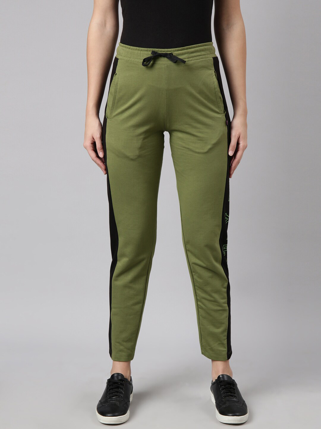 Buy DIXCY SCOTT Slimz Women Mid Rise Typography Printed Track Pant ...