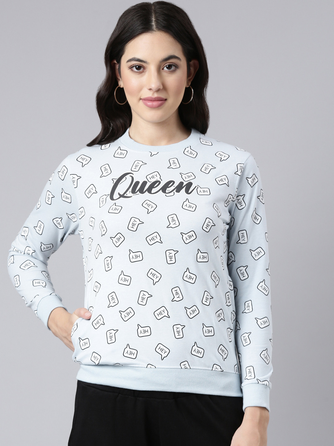 Buy DIXCY SCOTT Slimz Typography Printed Round Neck Sweatshirt ...