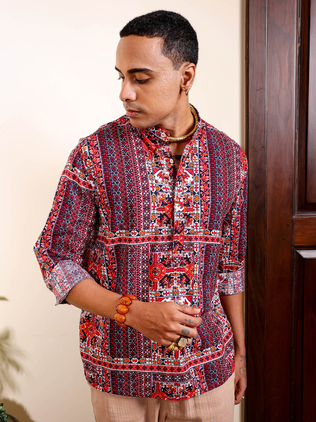 Buy The Indian Garage Co Ethnic Printed Pure Cotton Casual Shirt ...