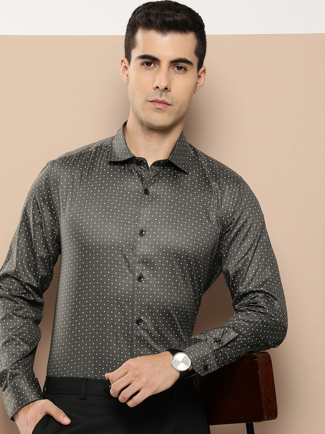 Buy INVICTUS Pure Cotton Slim Fit Ethnic Motifs Printed Semiformal ...