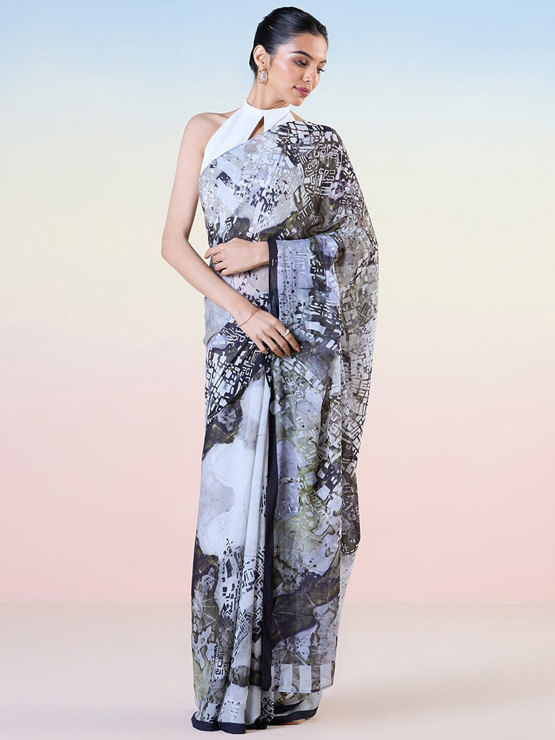 Buy Navyasa By Liva Abstract Printed Liva Saree - Sarees for Women ...