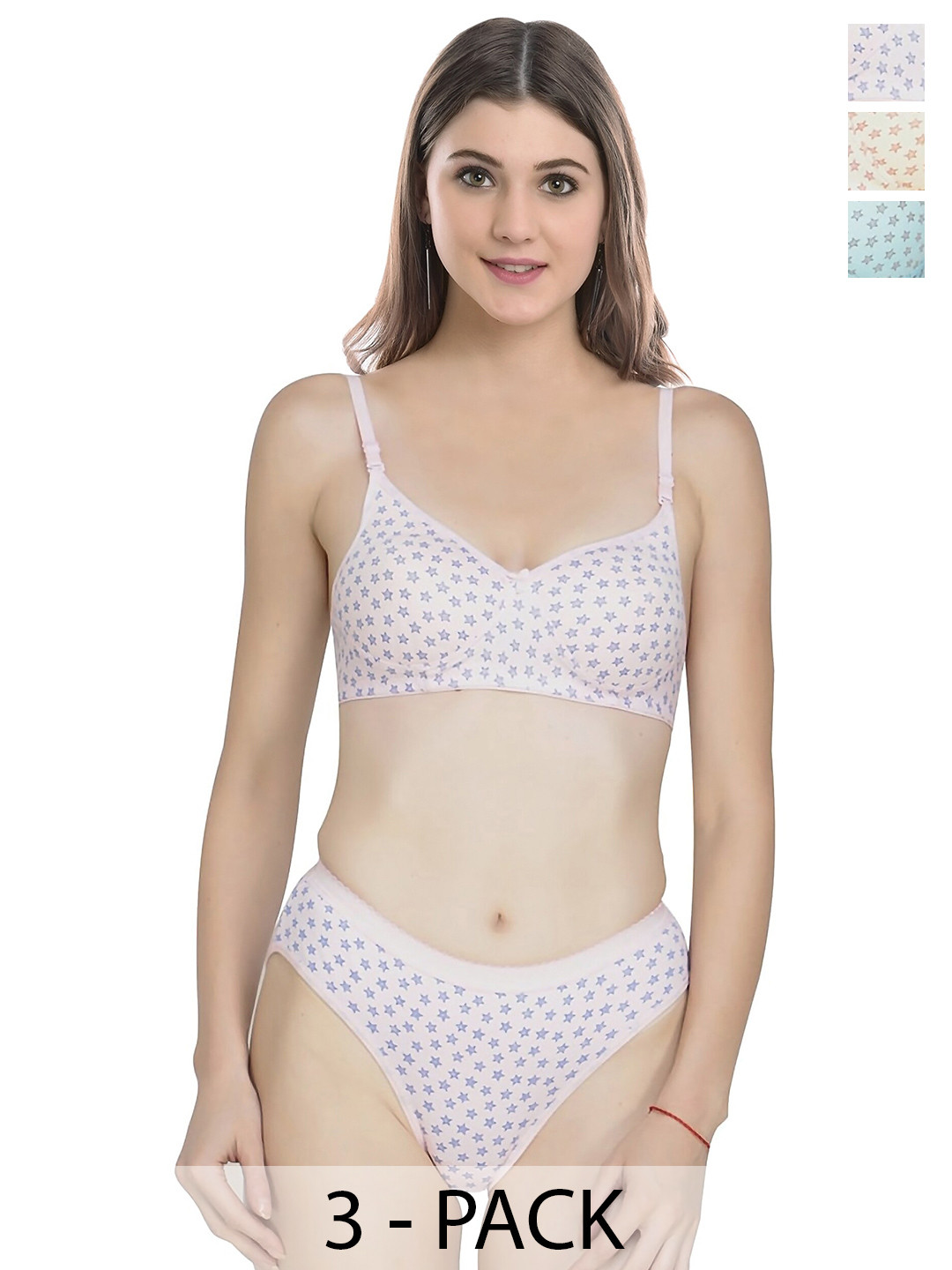 Buy PIBU Pack Of 3 Printed Cotton Lingerie Set - Lingerie Set for Women 26910574 | Myntra