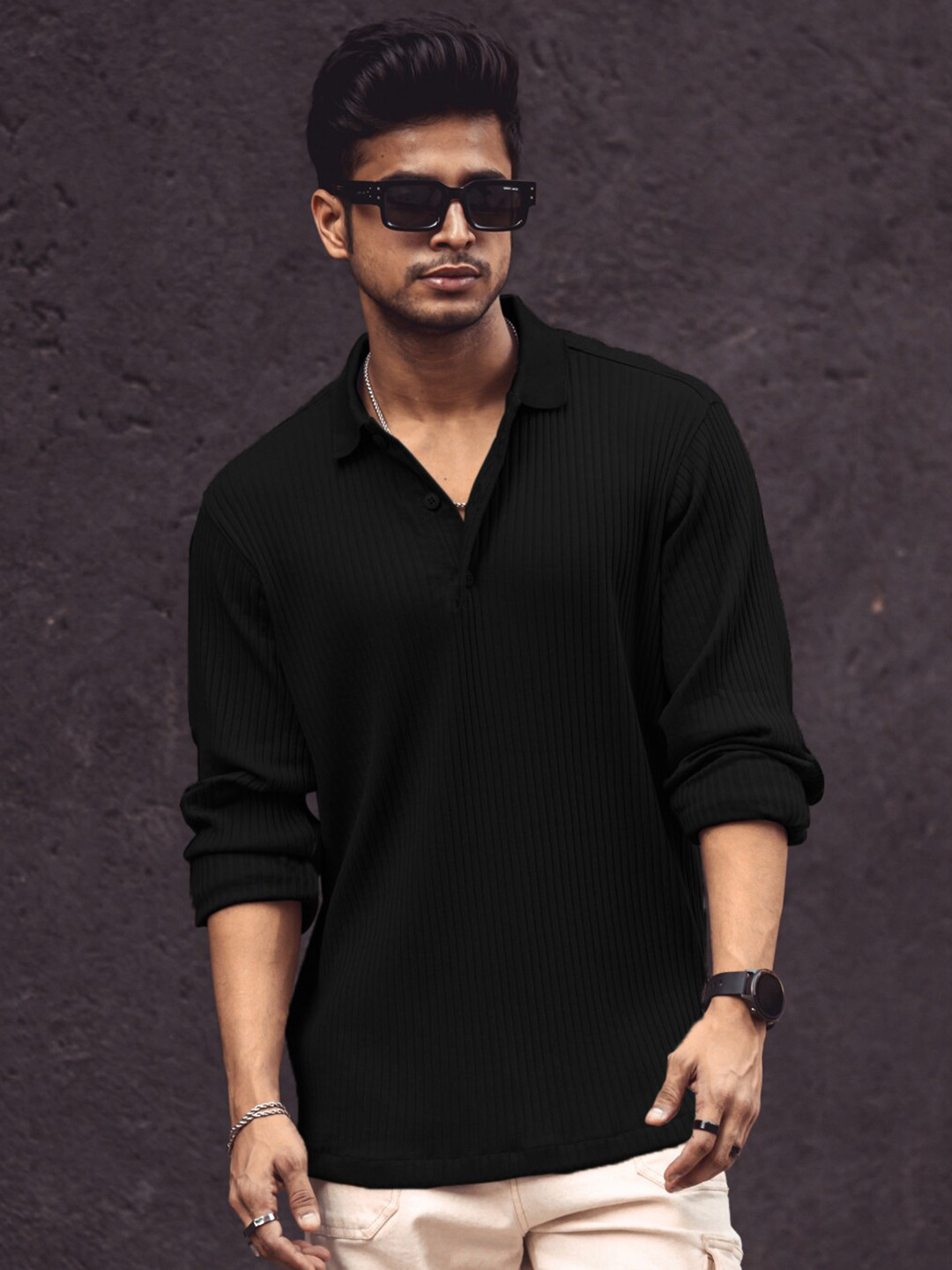 Buy Powerlook Black Striped Oversized T Shirt - Tshirts for Men ...