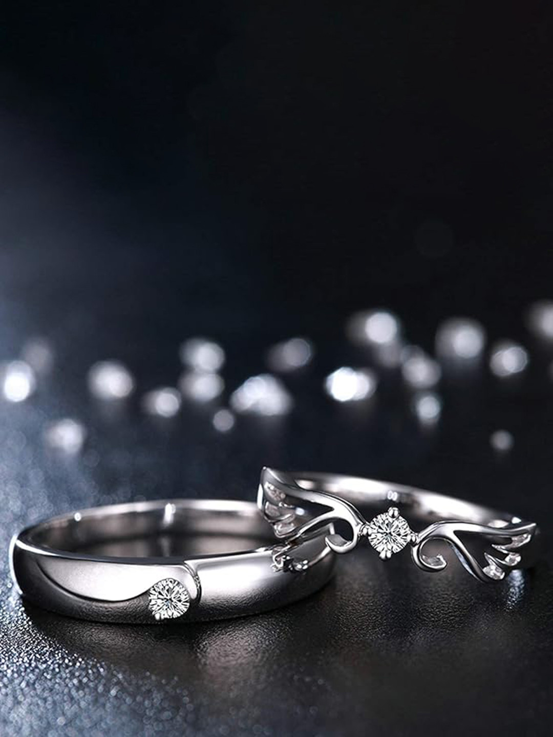 Buy KRYSTALZ Set Of 2 Silver Plated Cubic Zirconia Studded Couple ...