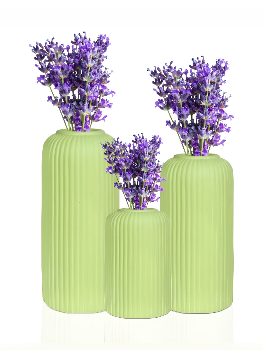 Buy LASAKI Evelyn Lime Green 3 Pieces Textured Cylinder Shape Ceramic ...