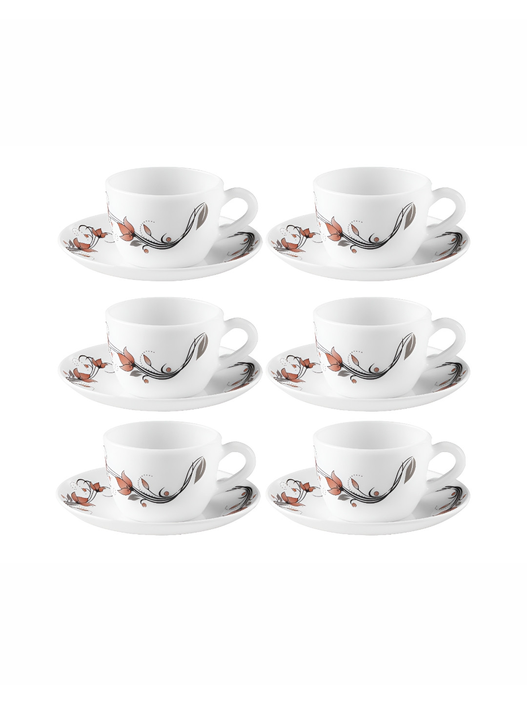 Buy Laopala White & Blue 12 Pieces Floral Printed Glossy Opalware Cups ...