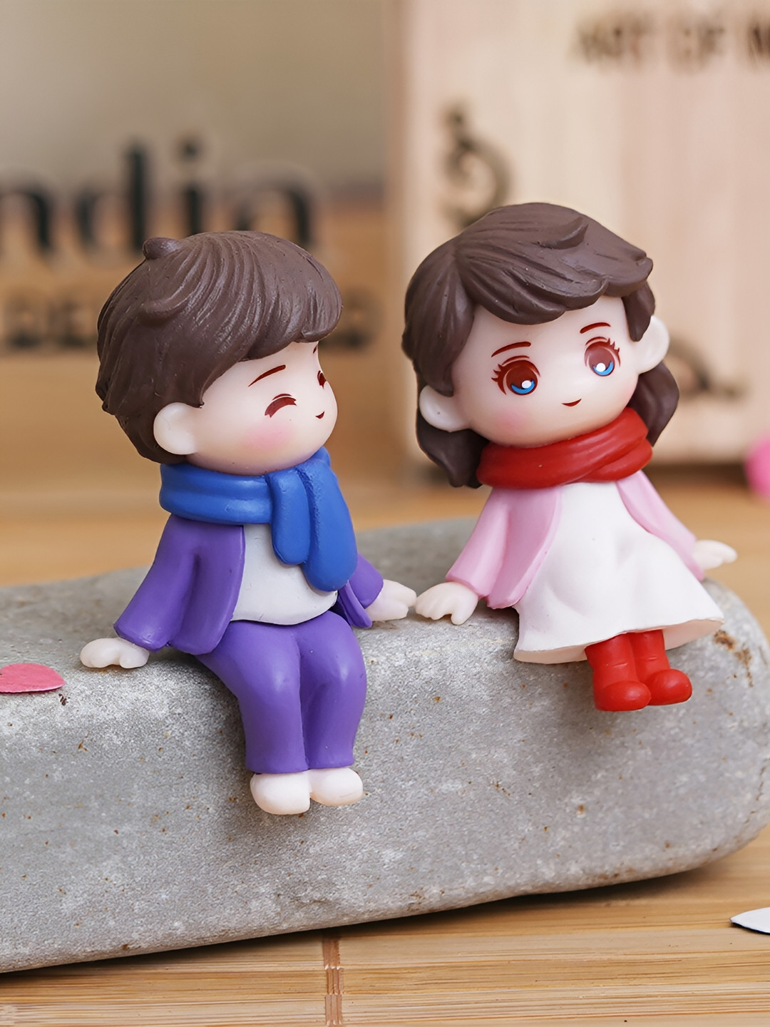 Buy ECraftIndia Purple 2 Pcs Cute Boy And Girl Sitting Couple Statue ...