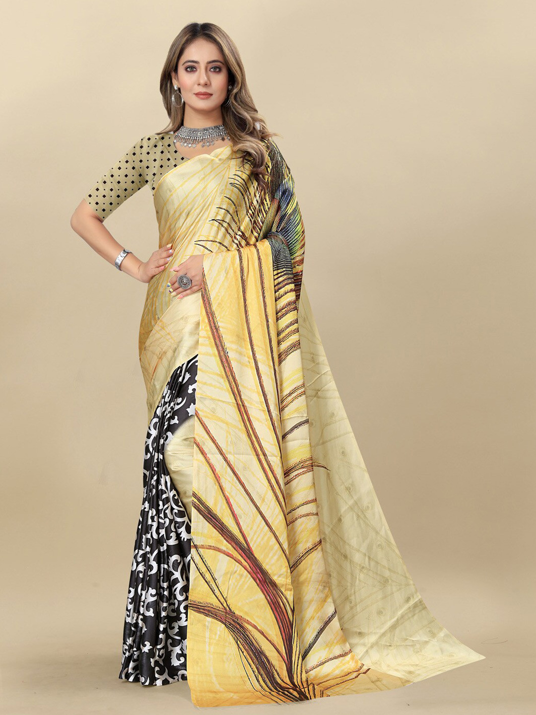 Buy MOKSHA DESIGNS Floral Print Satin Saree - Sarees for Women 26930172 ...
