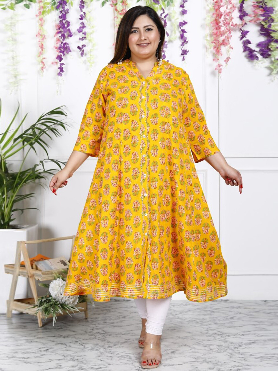 Buy Swasti Floral Print A Line Cotton Midi Dress - Dresses for Women ...