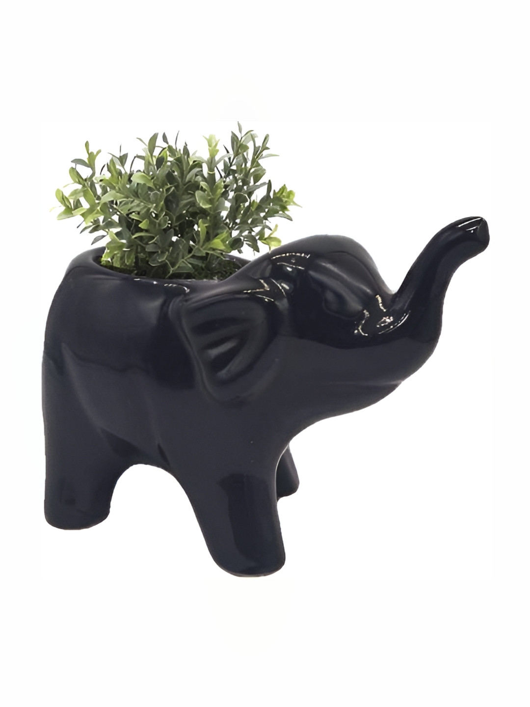 Buy INDIA MEETS INDIA Black Ceramic Elephant Shaped Planter - Planters ...