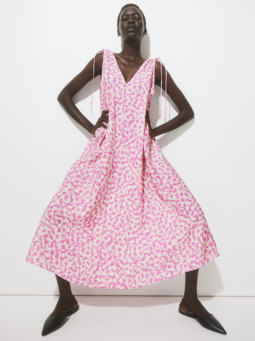 Buy H&M Women Tie Detail Flared A Line Dress - Dresses for Women ...