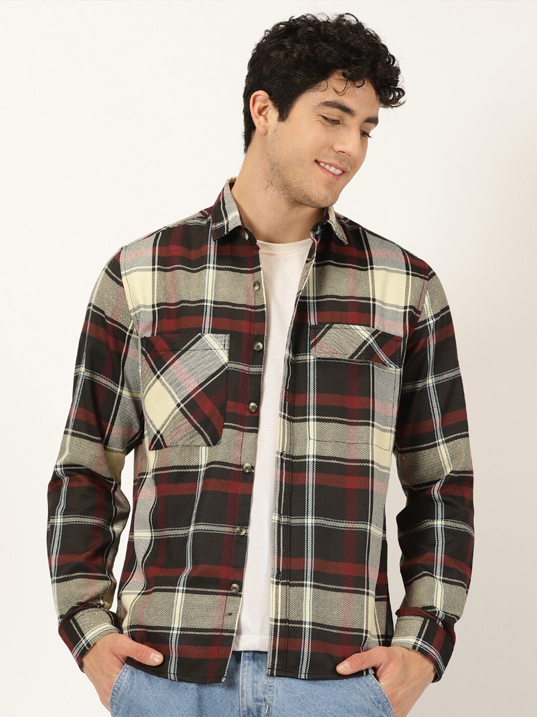 Buy Moda Rapido Classic Slim Fit Tartan Checks Pure Cotton Casual Shirt