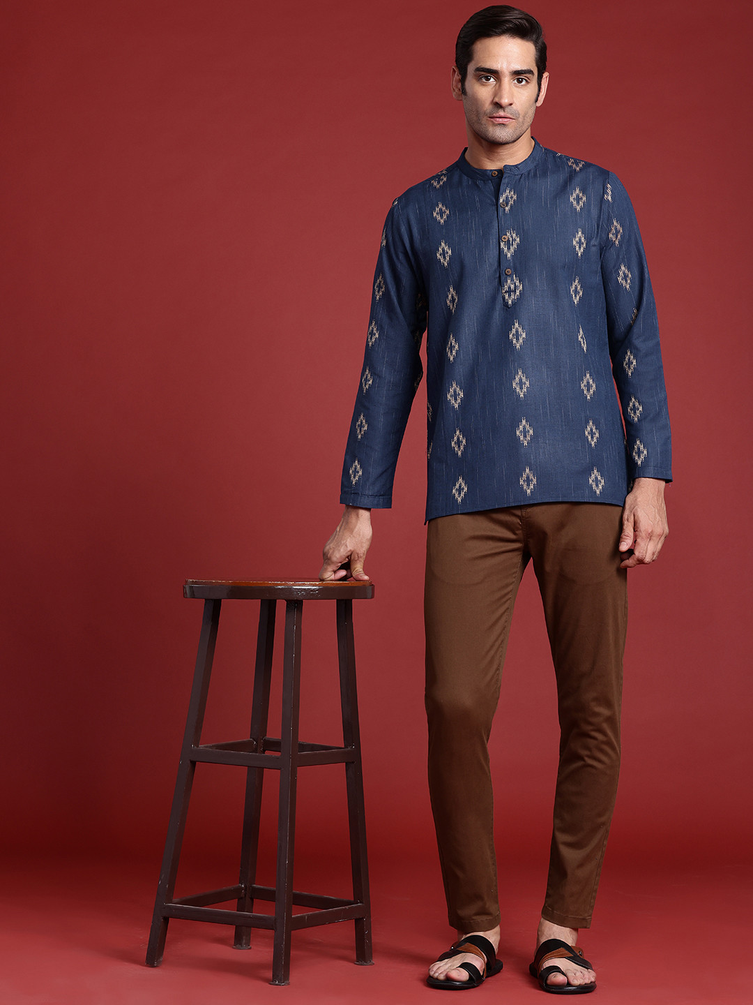 Buy Anouk Men Woven Design Indigo Kurta - Kurtas for Men 26947302 | Myntra