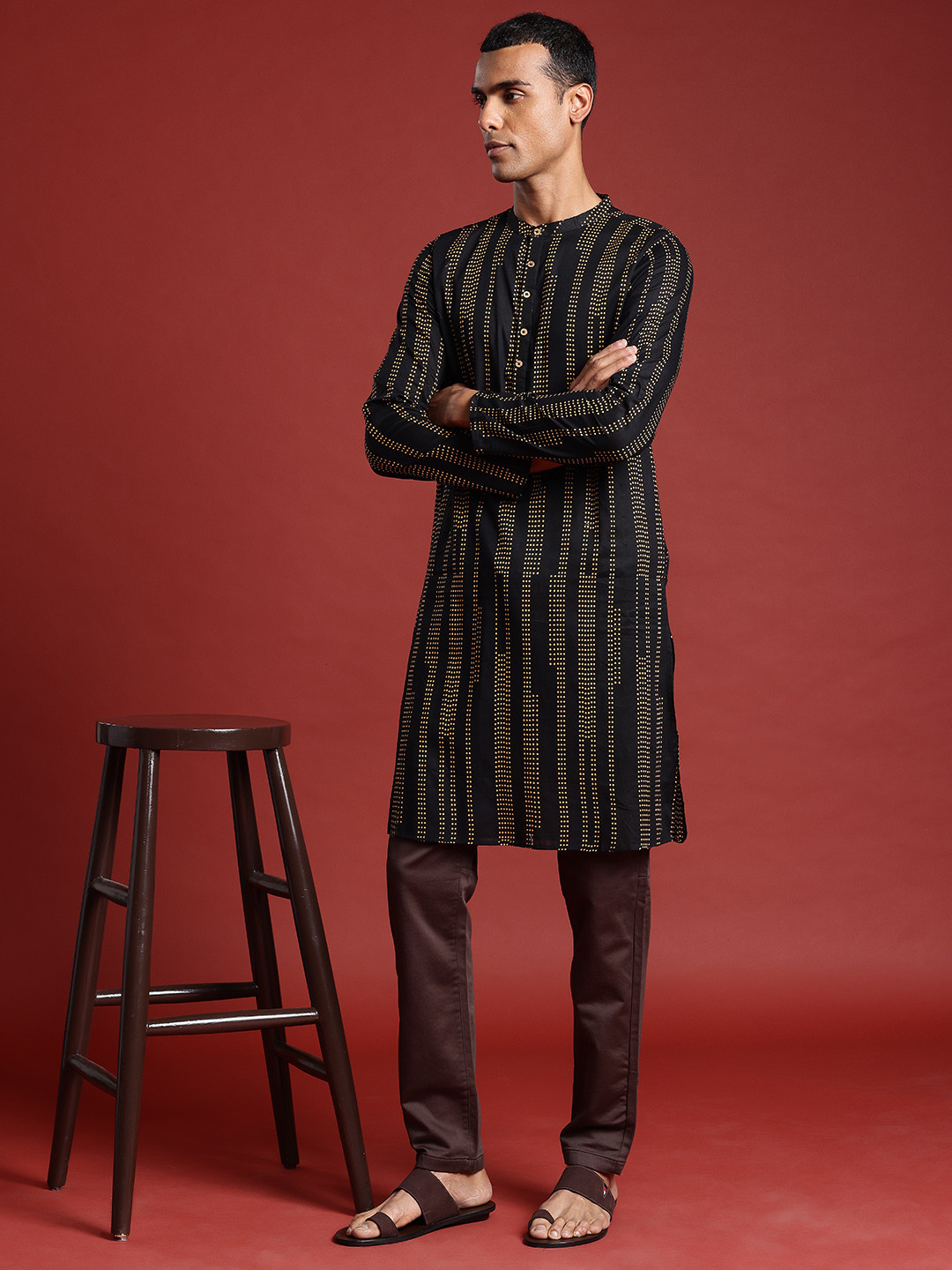 Buy Anouk Men Pure Cotton Geometric Printed Kurta - Kurtas for Men ...