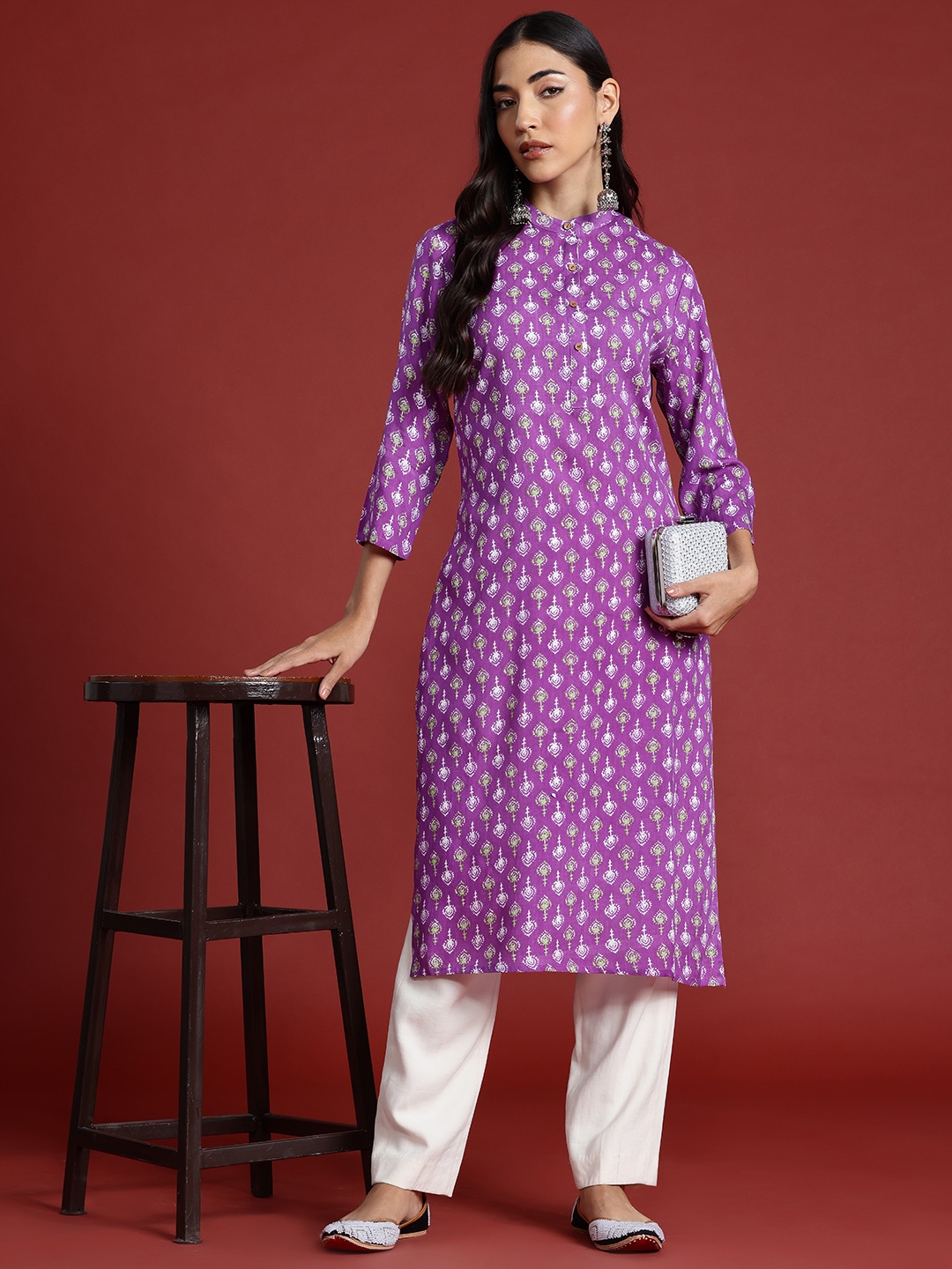 Buy Anouk Ethnic Motifs Printed Straight Kurta Kurtas For Women