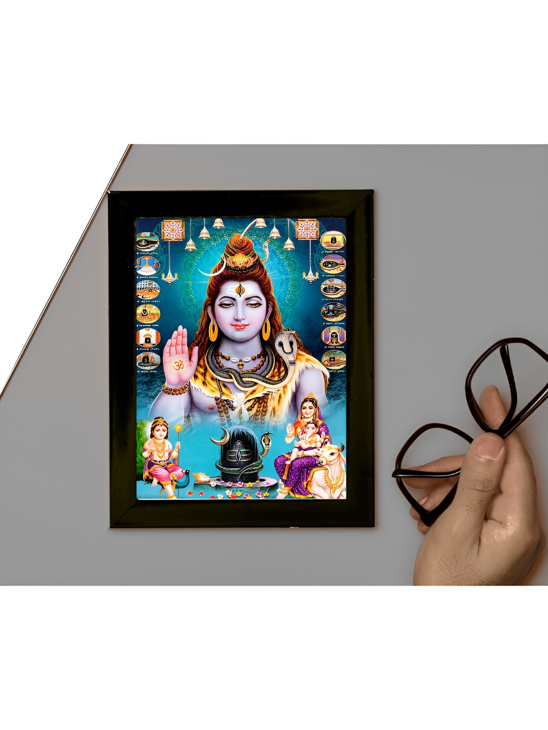 Buy 2Mech Black Blue Lord Shiva With Full Family Photo Wall Frame ...