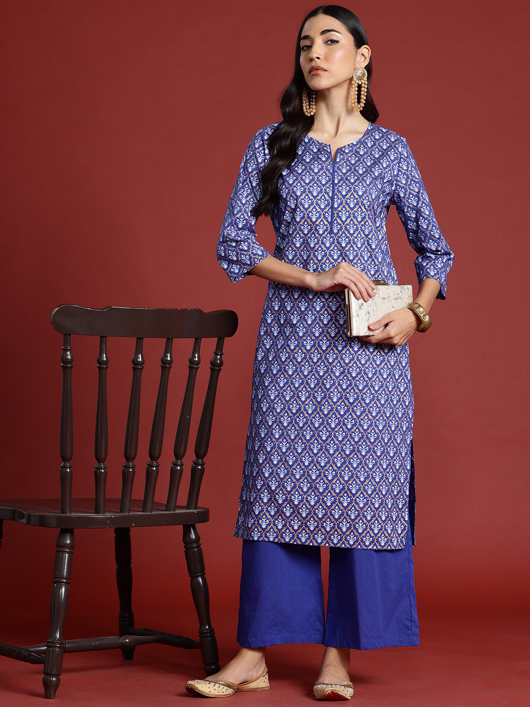 Buy Anouk Floral Printed Regular Pure Cotton Kurta With Palazzos - Kurta Sets for Women 26959166 ...