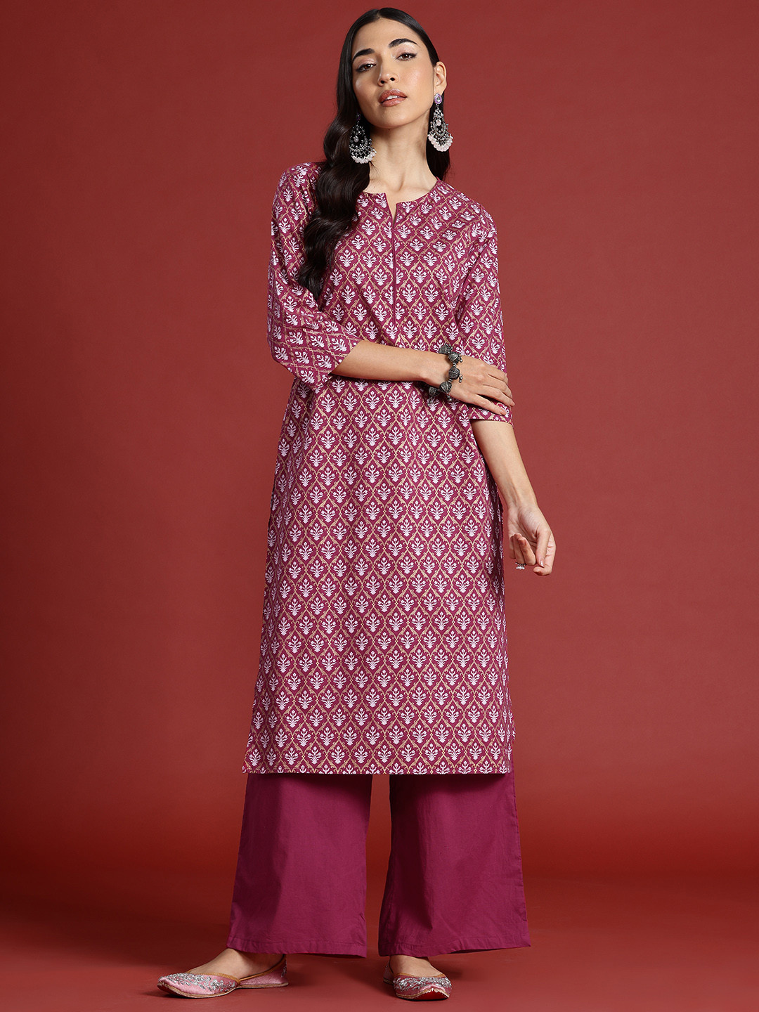 Buy Anouk Floral Printed Regular Pure Cotton Kurta With Palazzos - Kurta Sets for Women 26959178 ...