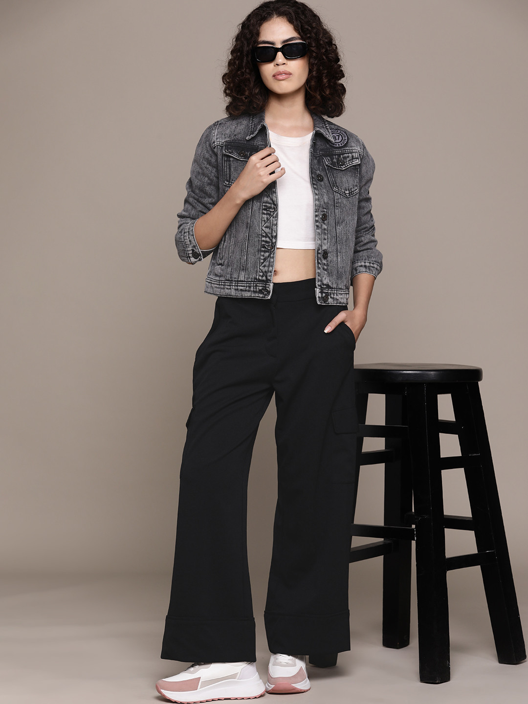 Buy The Roadster Lifestyle Co. Women Wide Leg Cropped Cargos - Trousers ...