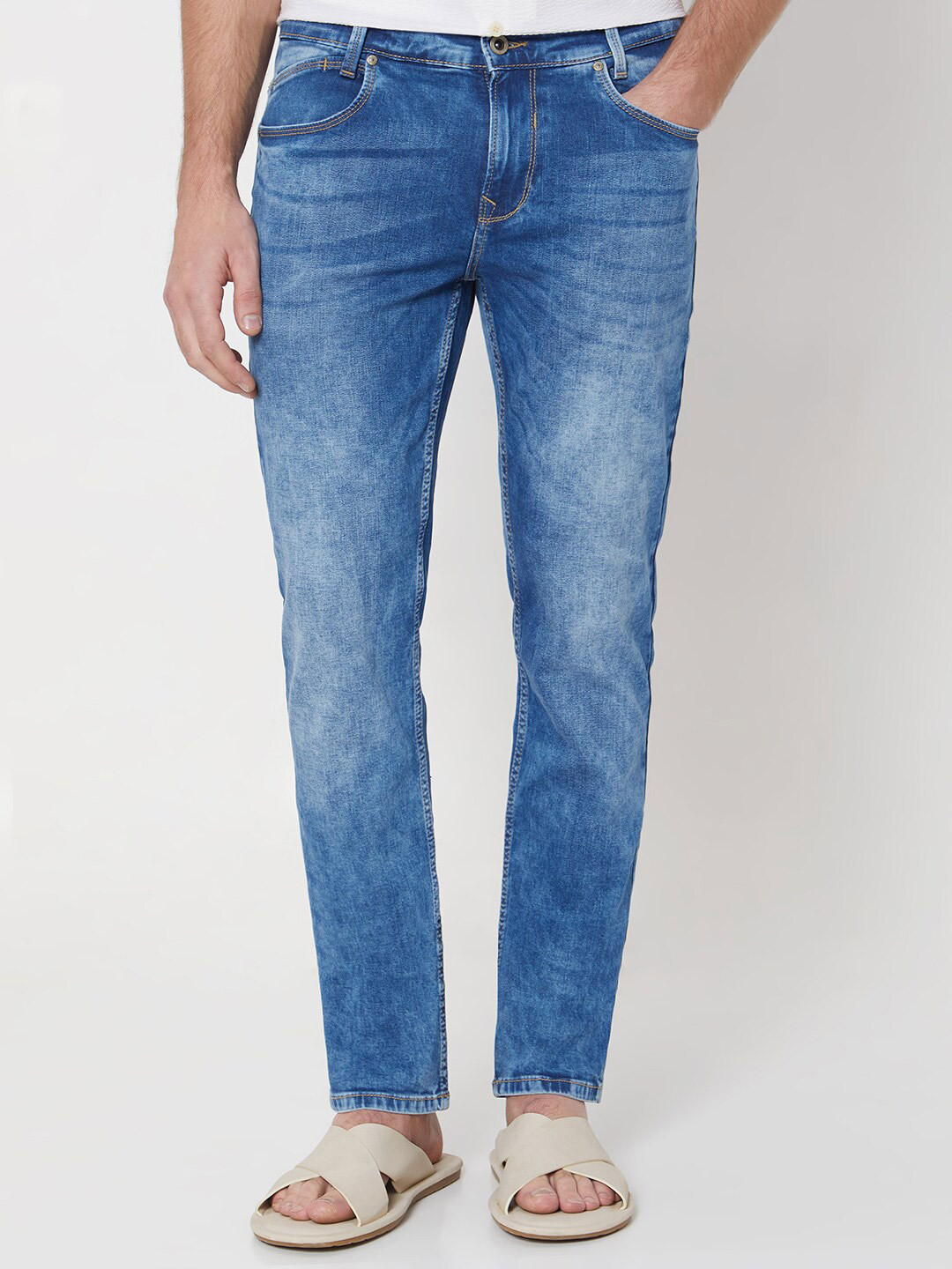 Buy Mufti Men Slim Fit Mid Rise Heavy Fade Clean Look Stretchable Jeans ...