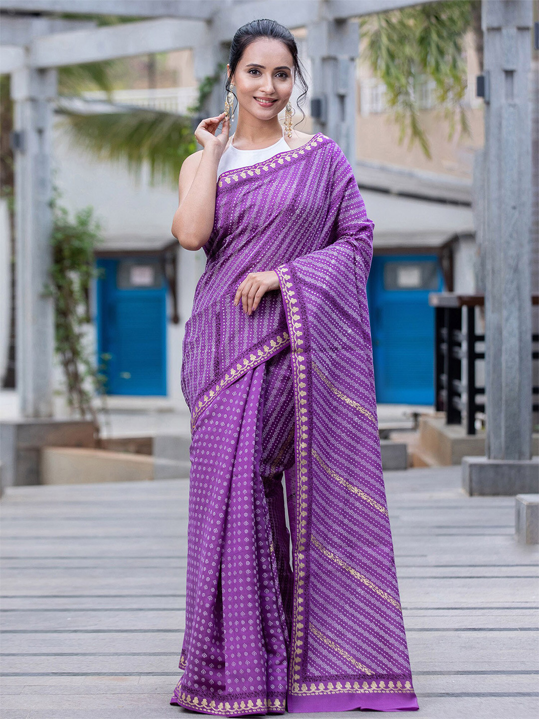 Buy Prasam Ethnic Motifs Printed Silk Cotton Block Print Saree - Sarees ...