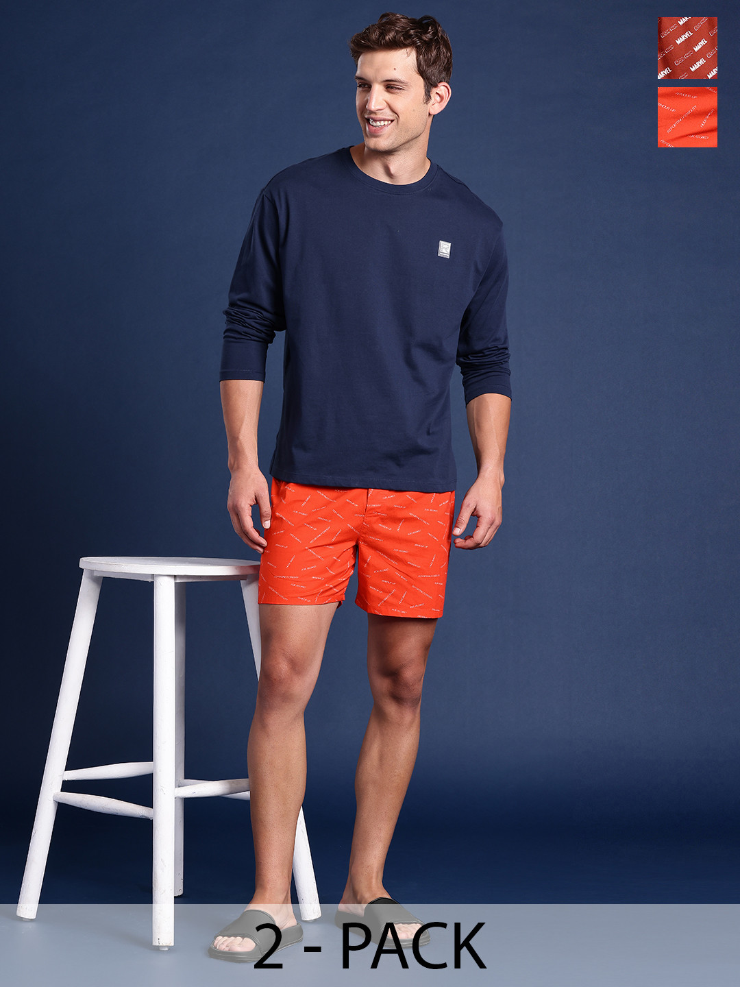 Buy Mast & Harbour Men Pack Of 2 Printed Assorted Pure Cotton Boxers M ...