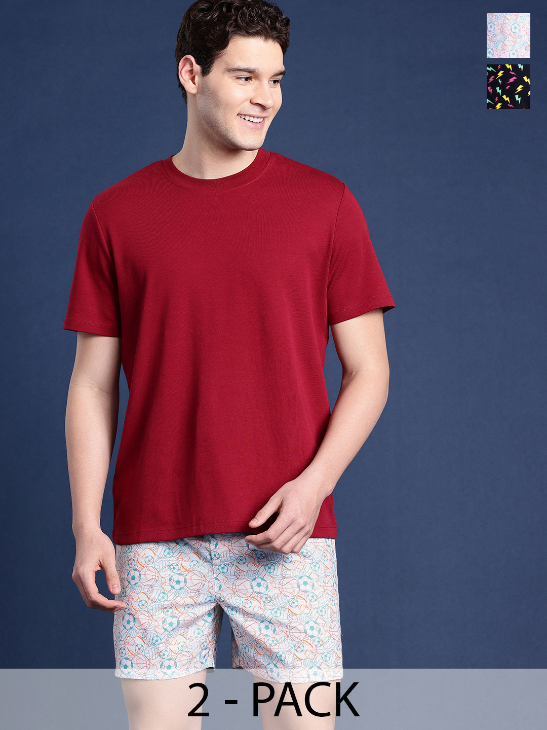 Buy Mast & Harbour Men Pack Of 2 Printed Assorted Pure Cotton Boxers M ...