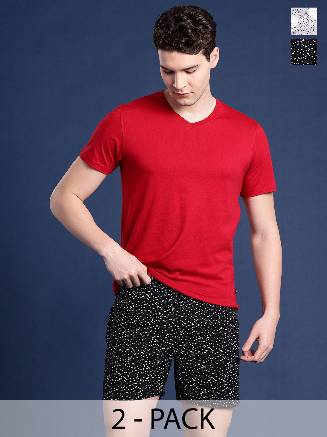 Buy Mast & Harbour Men Pack Of 2 Printed Pure Cotton Boxers - Boxers ...