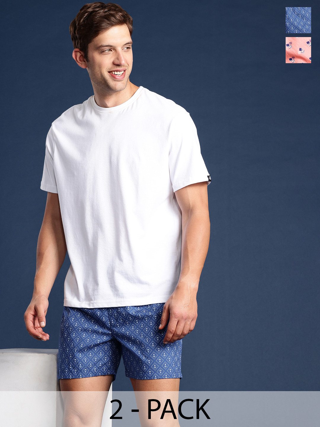 Buy Mast & Harbour Pack Of 2 Printed Assorted Pure Cotton Boxers M&H ...