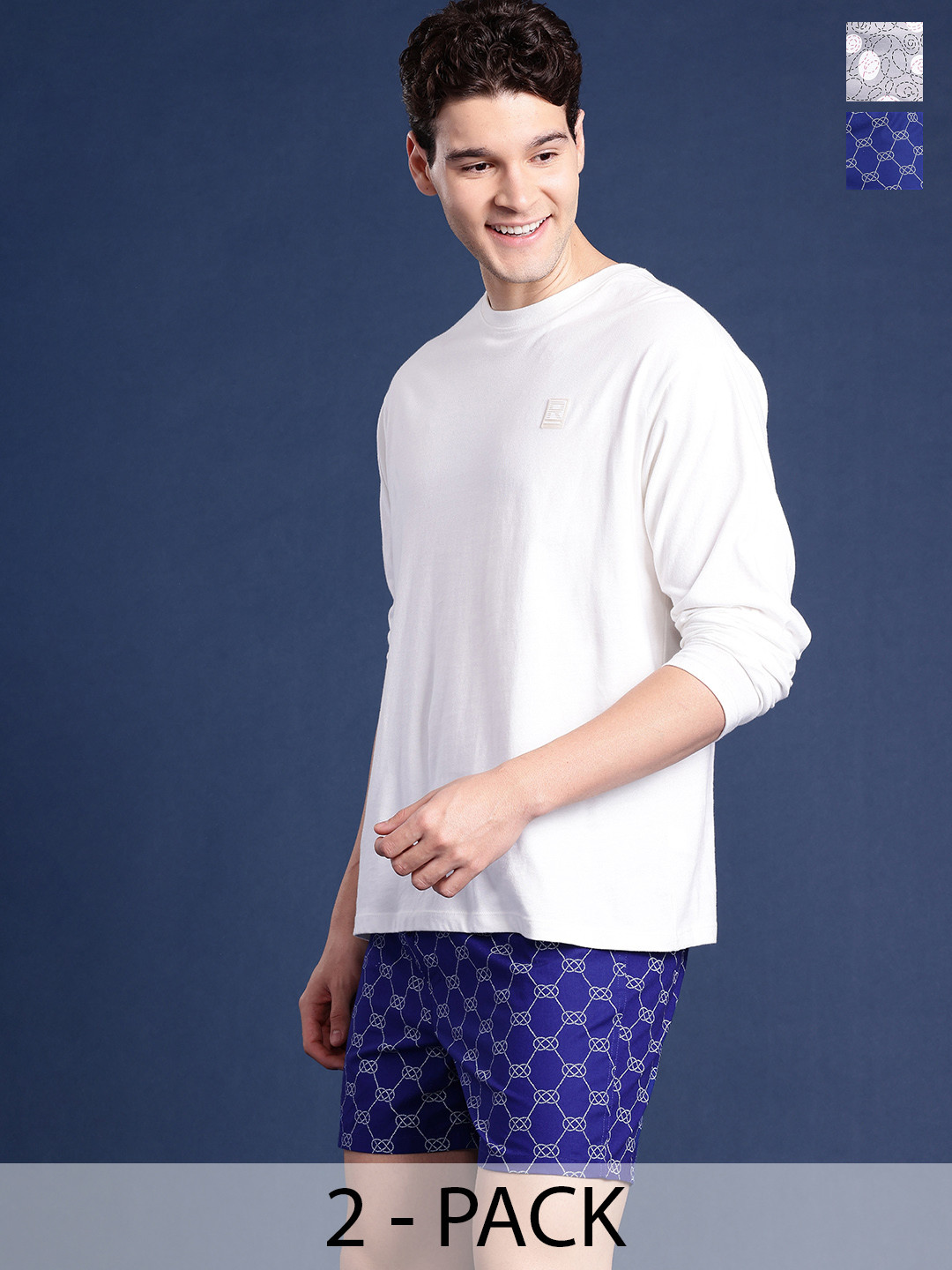 Buy Mast & Harbour Men Pack Of 2 Printed Pure Cotton Boxers - Boxers ...