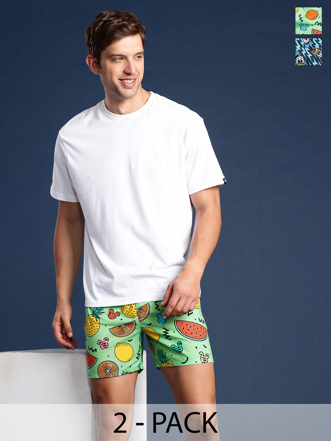 Buy Mast & Harbour Men Pack Of 2 Printed Assorted Pure Cotton Boxers M ...