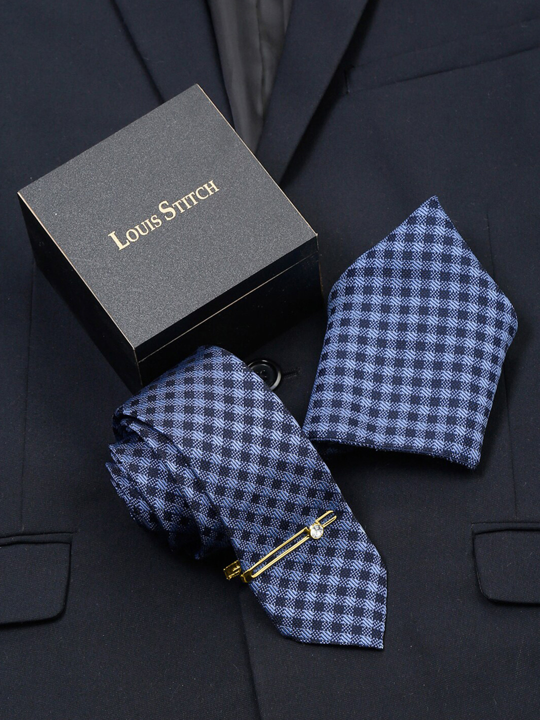 Buy LOUIS STITCH Checked Necktie Accessory Gift Set - Accessory Gift ...
