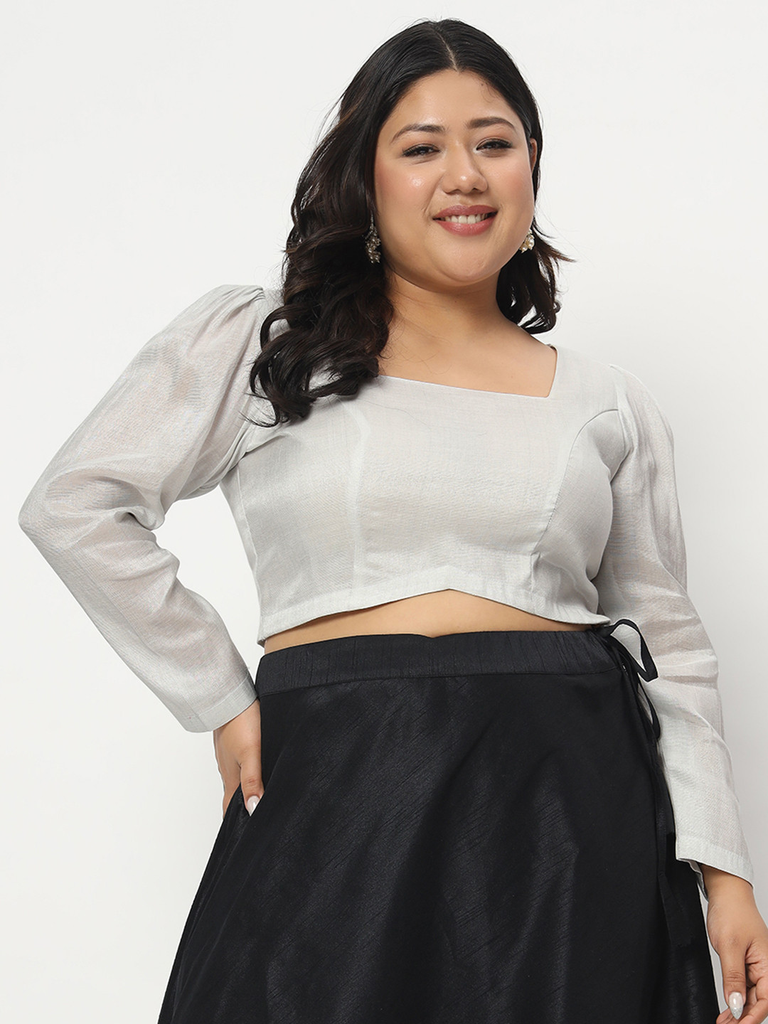 Buy Studio Rasa Plus Size Square Neck Cotton Tissue Readymade Saree Blouse - Saree Blouse for ...