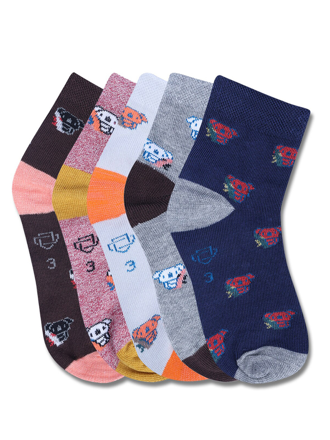 Buy Dollar Socks Kids Pack Of 5 Assorted Above Ankle Length Socks ...