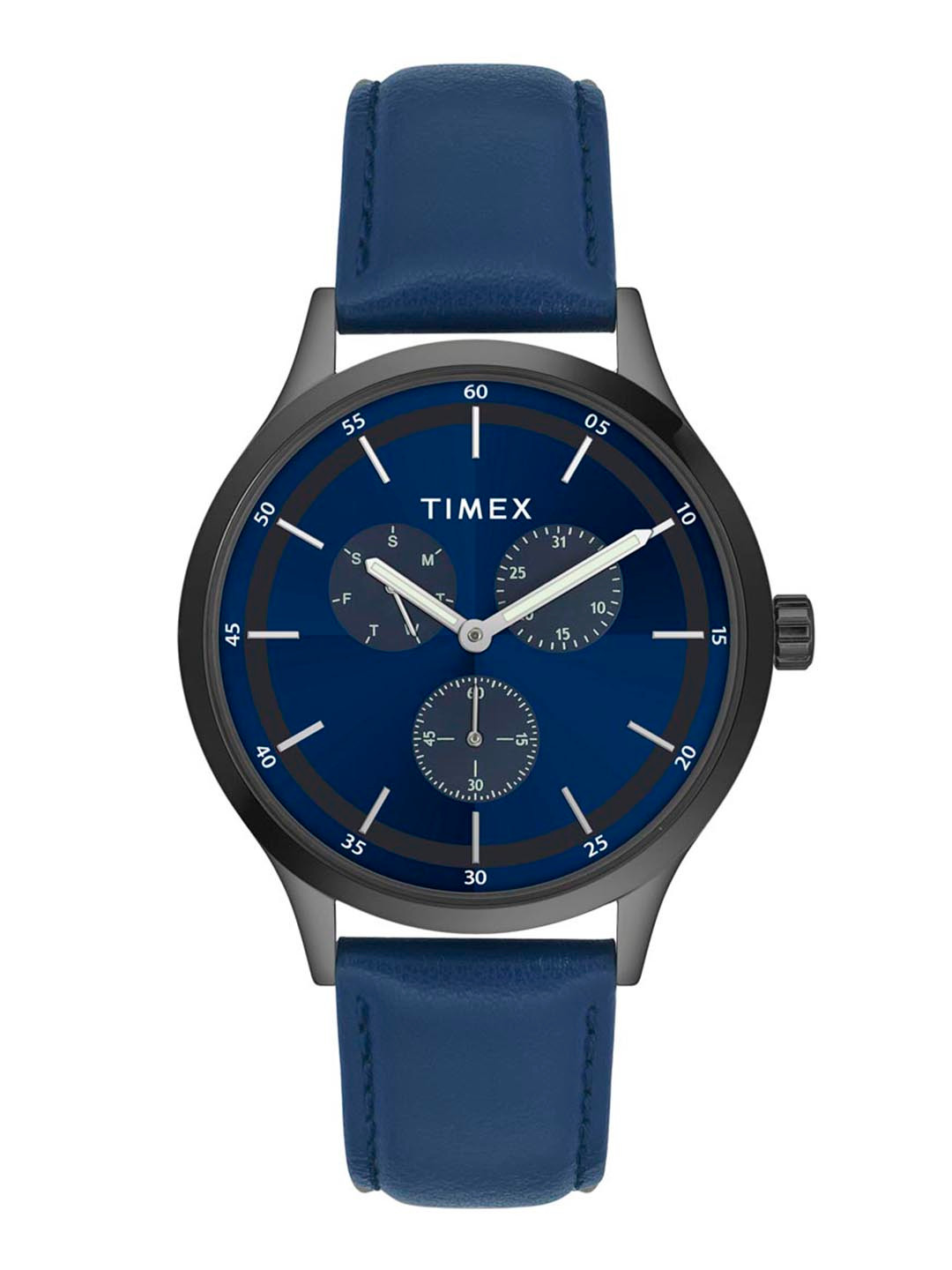 Buy Timex Men Brass Dial & Leather Straps Analogue Multi Function Watch ...