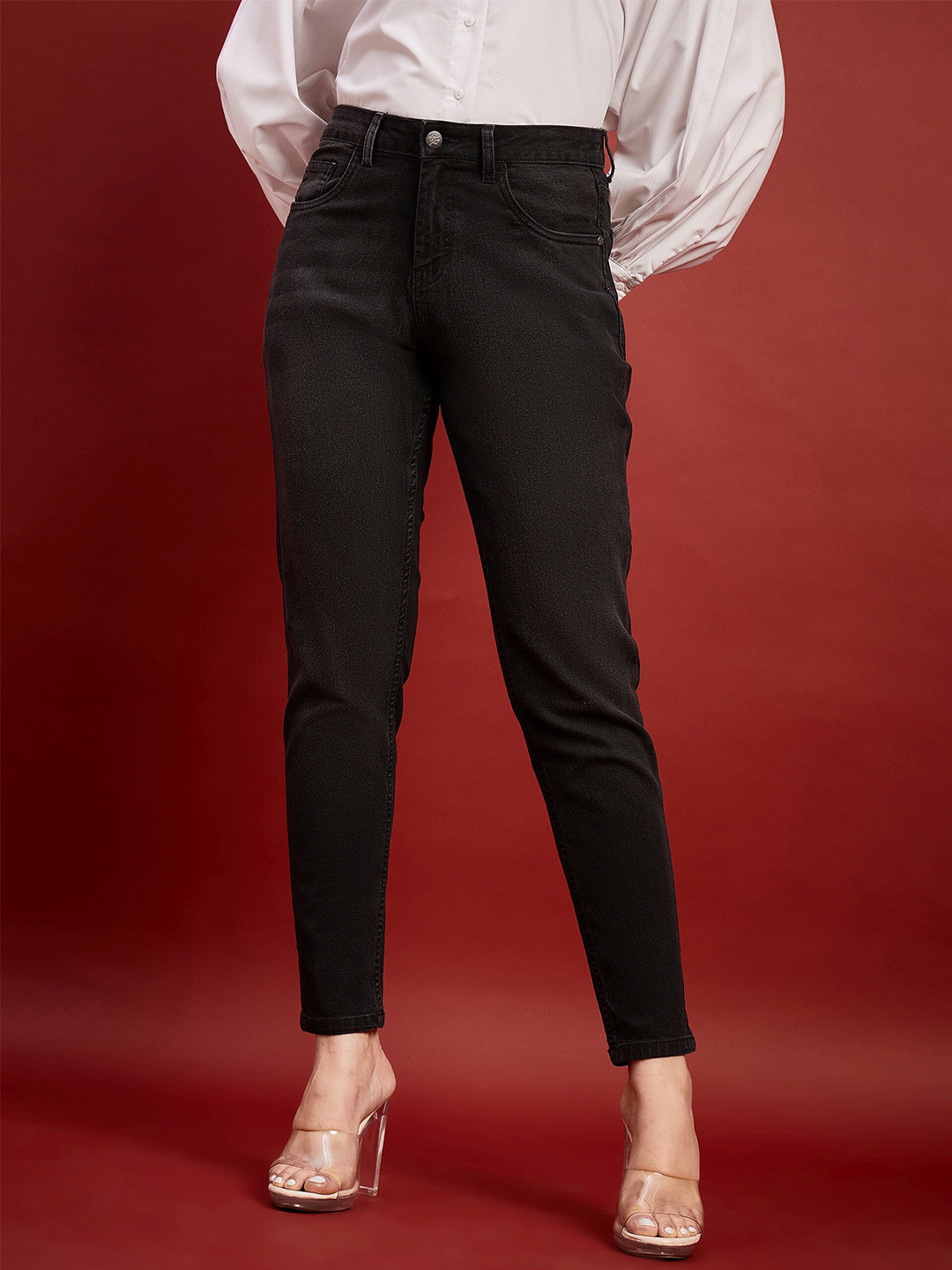 Buy All About You Women Comfort Boyfriend Fit High Rise Clean Look ...