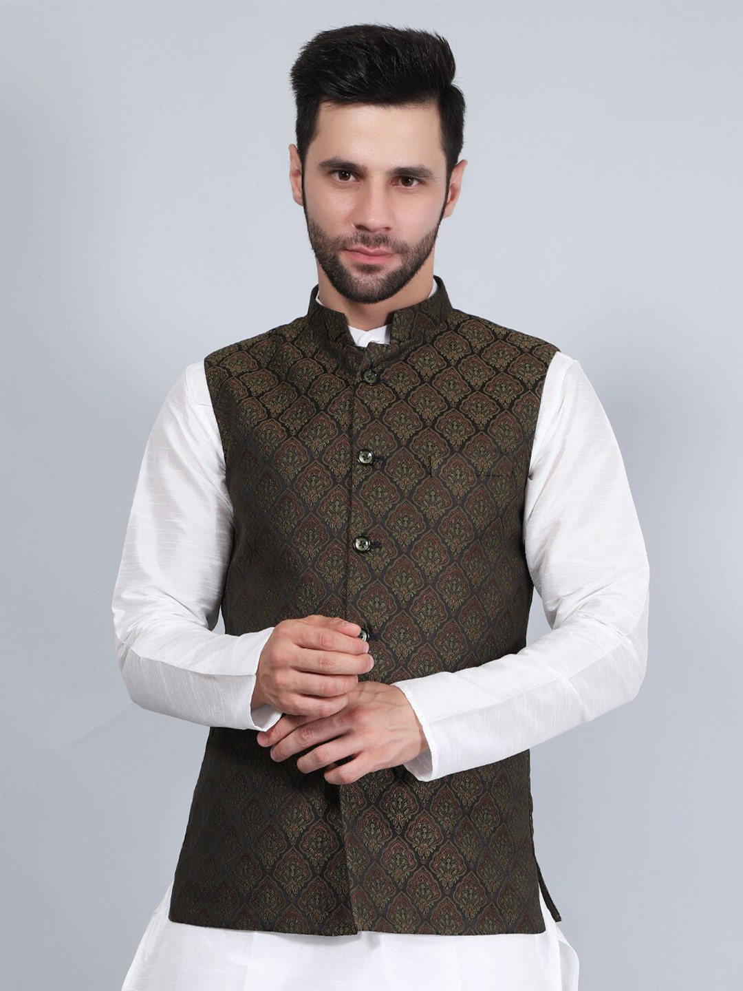 Buy Wintage Ethnic Motifs Printed Nehru Jacket - Nehru Jackets for Men ...