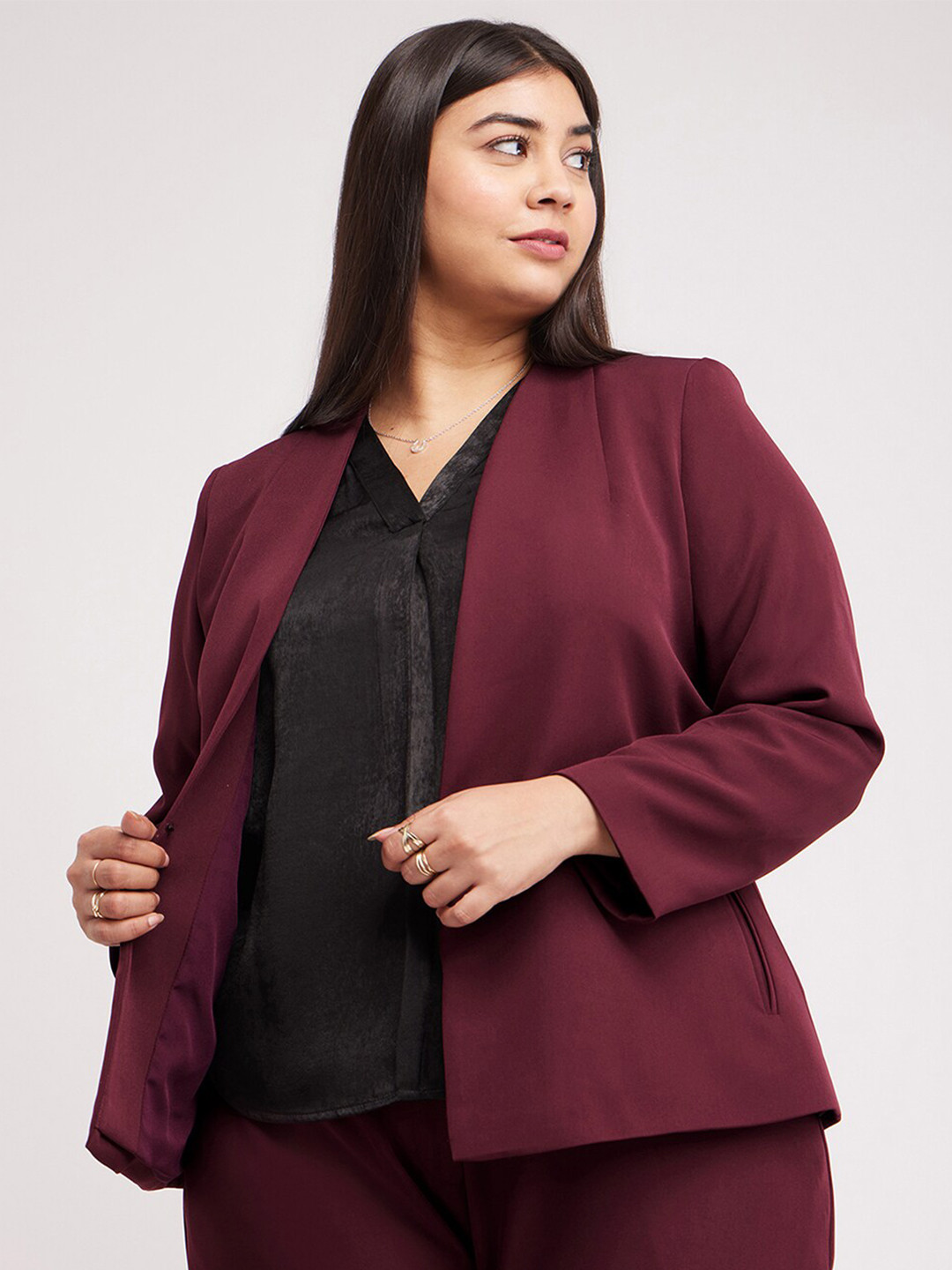 Buy FableStreet X Plus Size Open Front Blazer - Blazers for Women ...