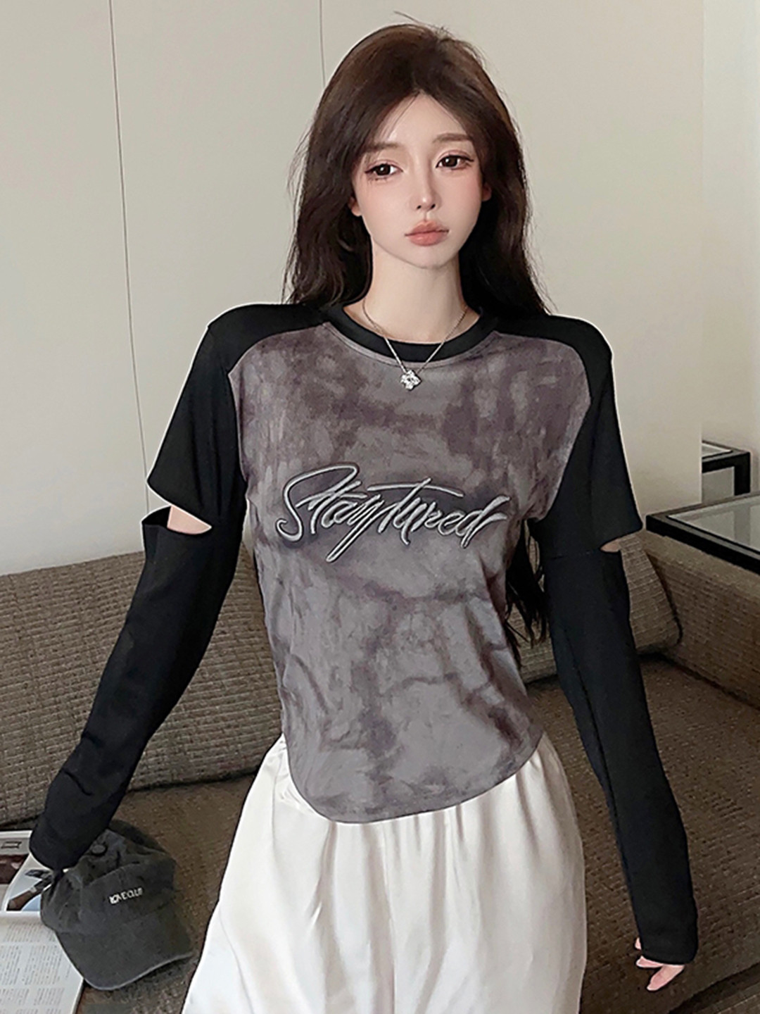 Buy StyleCast Grey Print Extended Sleeves Top - Tops for Women 27007558 ...