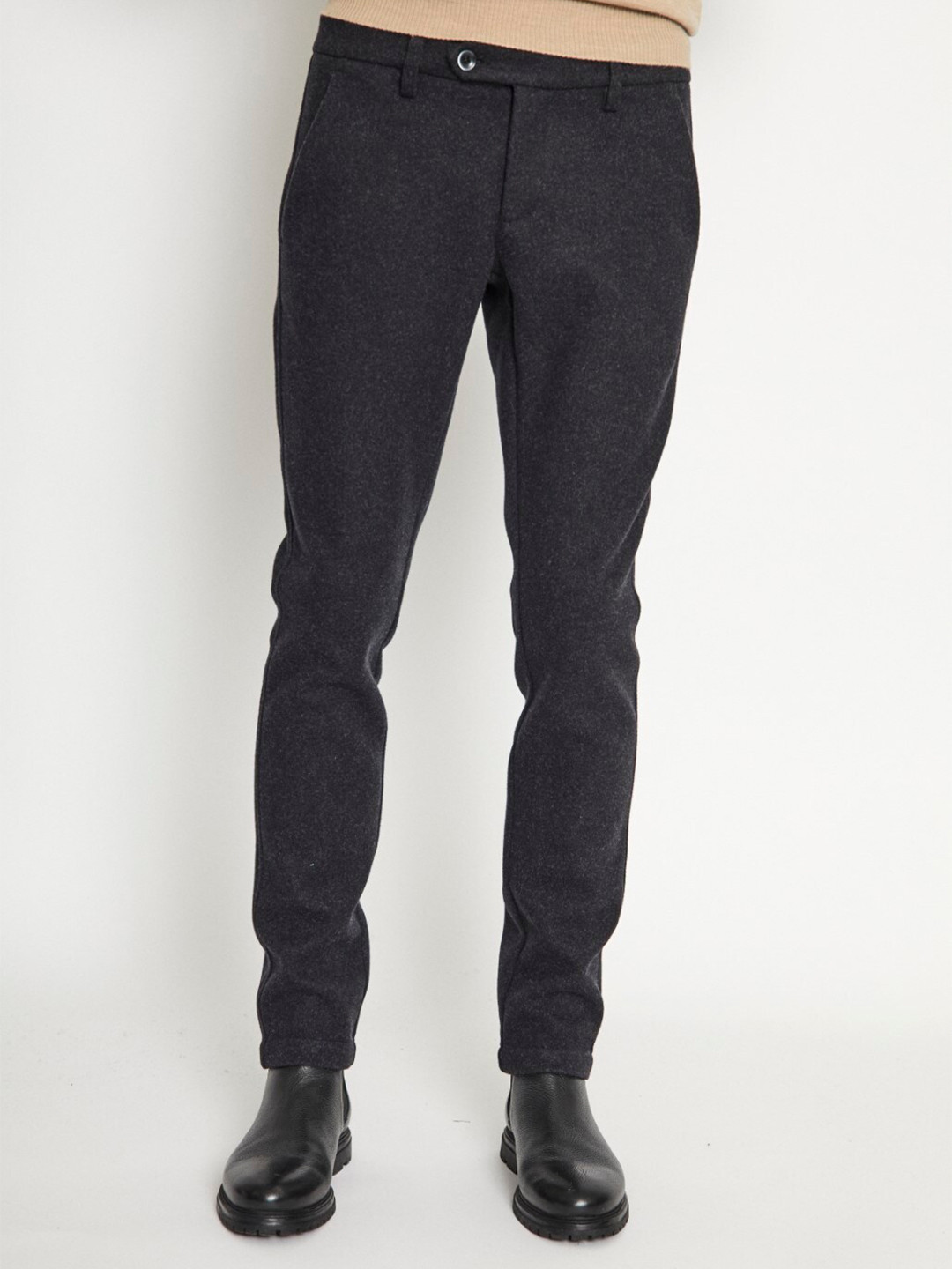 Buy Bruun & Stengade Men Mid Rise Plain Slim Fit Trousers - Trousers ...