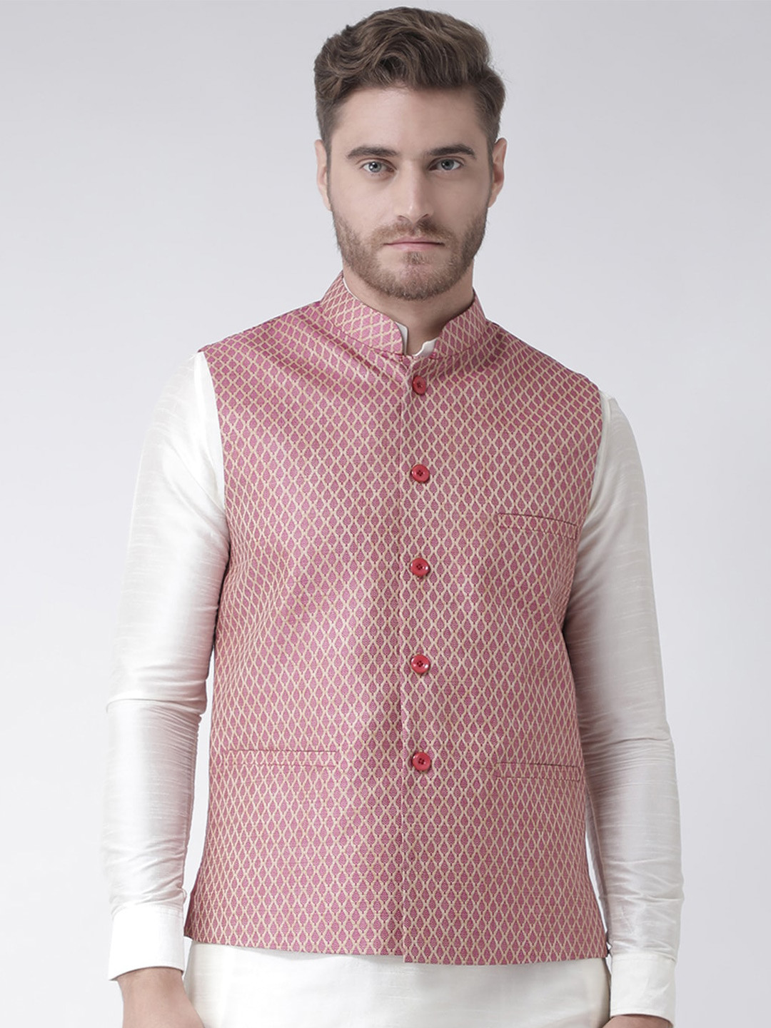 Buy DEYANN Ethnic Motifs Woven Design Nehru Jacket With Pocket Square ...