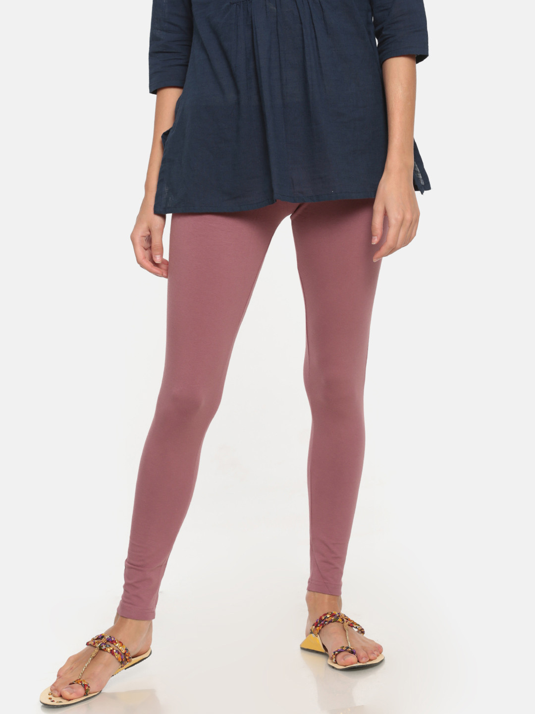 Buy Go Colors Women Mauve Ankle Length Solid Leggings - Leggings for ...