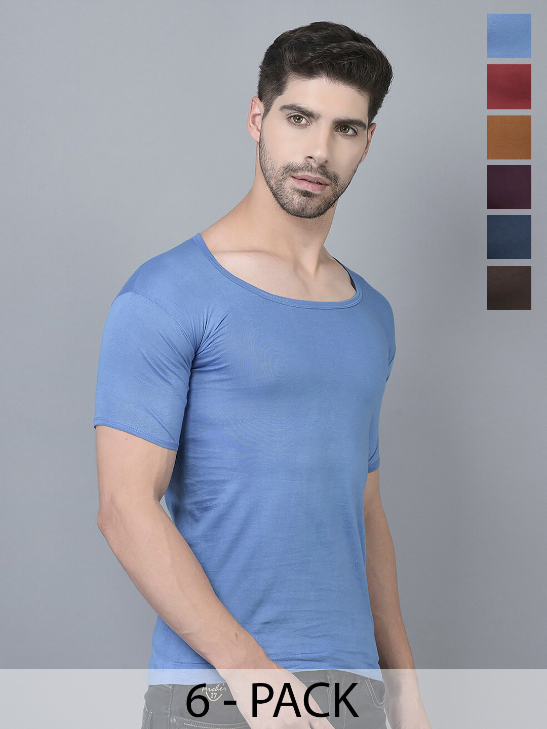 Buy Dollar Pack Of 6 Assorted Pure Cotton Innerwear Vests - Innerwear ...