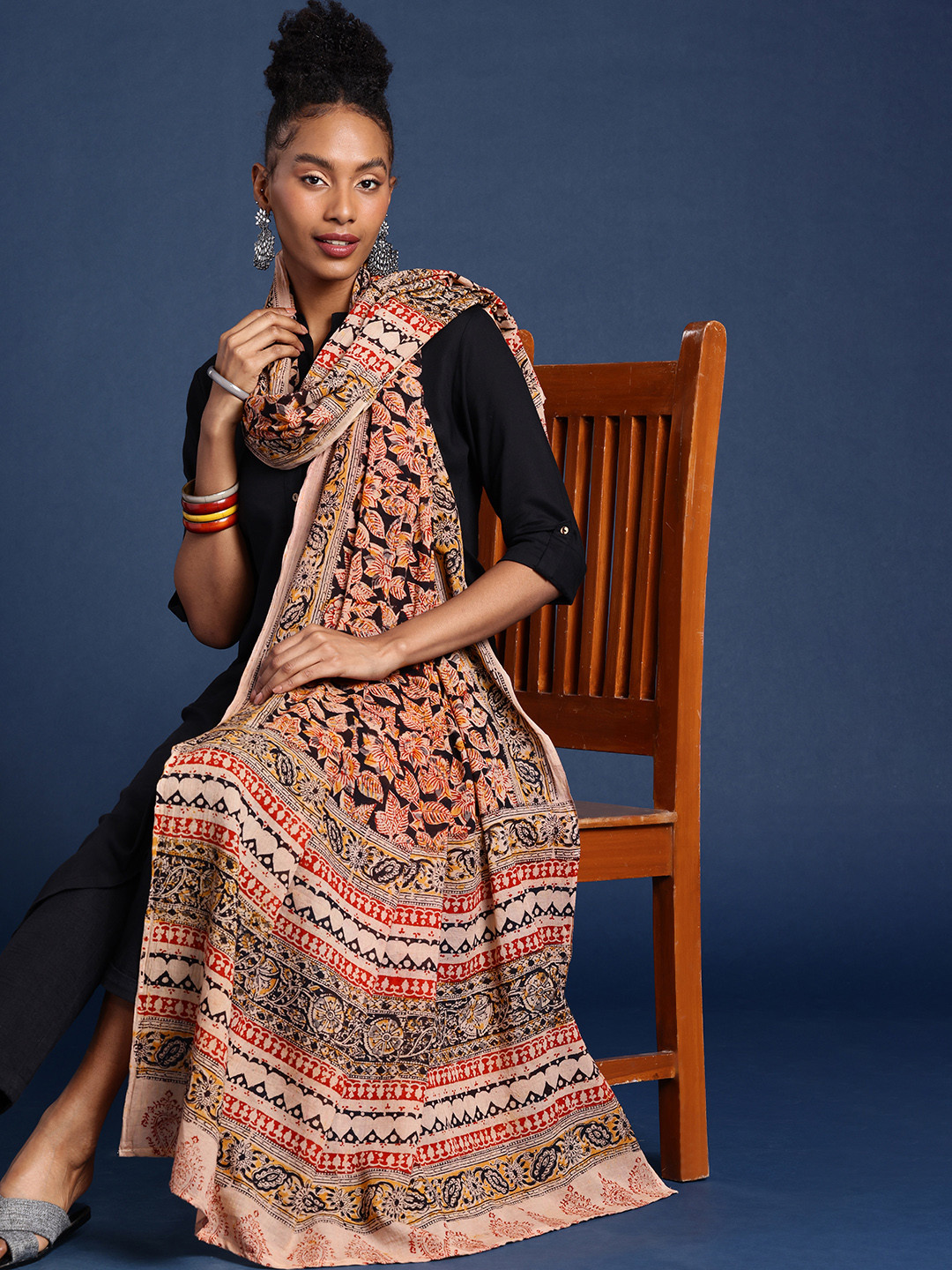 Buy Taavi Floral Printed Kalamkari Dupatta - Dupatta for Women 27022834 ...