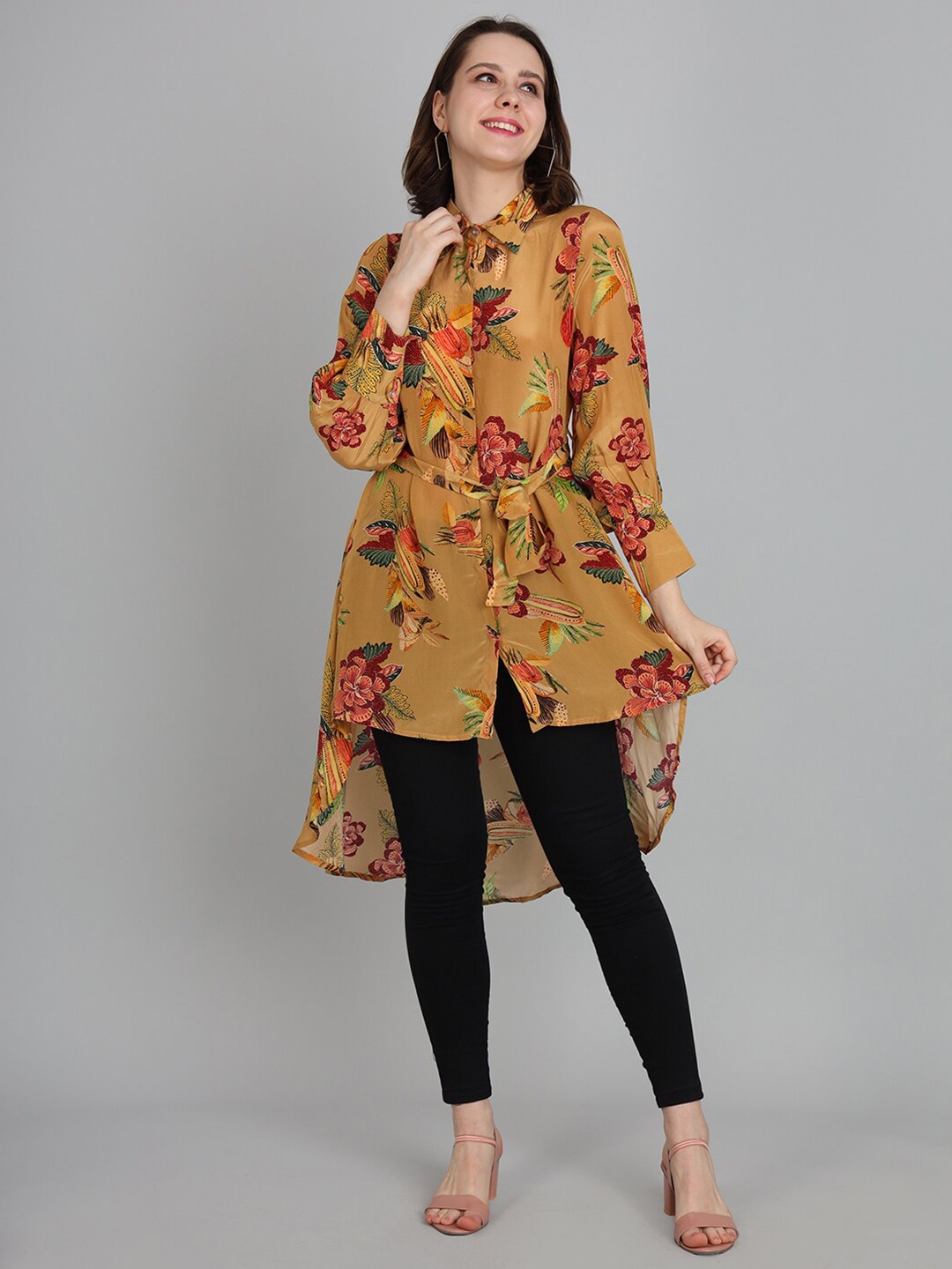Buy Suktam Trendz Floral Printed Shirt Collar Printed Tunic - Tunics ...