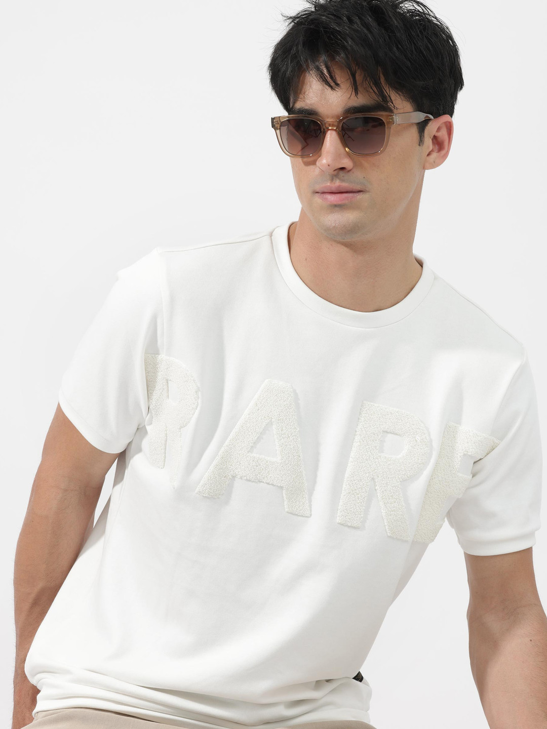 Buy RARE RABBIT Men Nor 2 Oversized Round Neck Cotton Applique Slim Fit ...