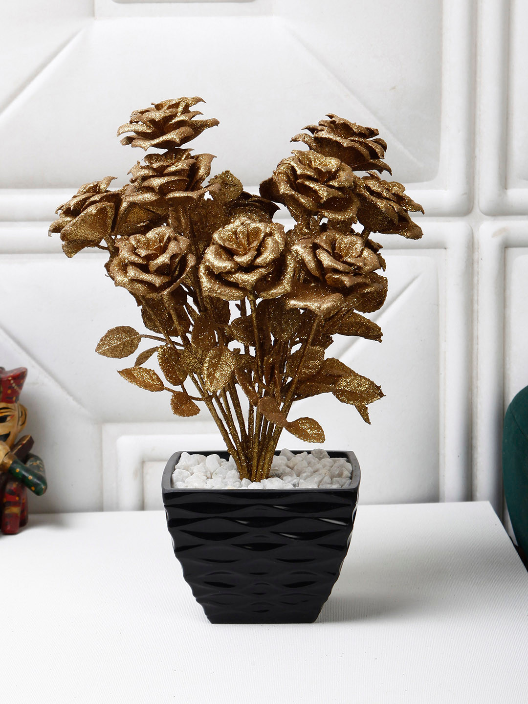 Buy FOLIYAJ Gold Toned & Black Artificial Flowers And Plants ...