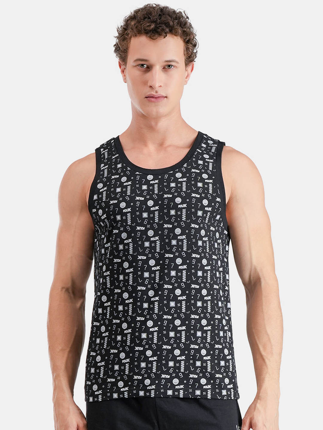 Buy FCUK Printed Cotton Antimicrobial Lounge Vest - Innerwear Vests for ...